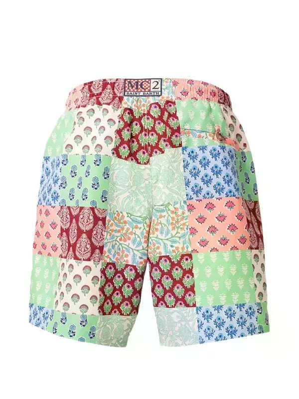 MC2 SAINT BARTH Caprese Patchwork Floral-print Swim Shorts - Green