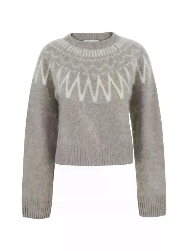 Soft Goat Fair Isle Brushed-knit Cashmere Sweater - Grey