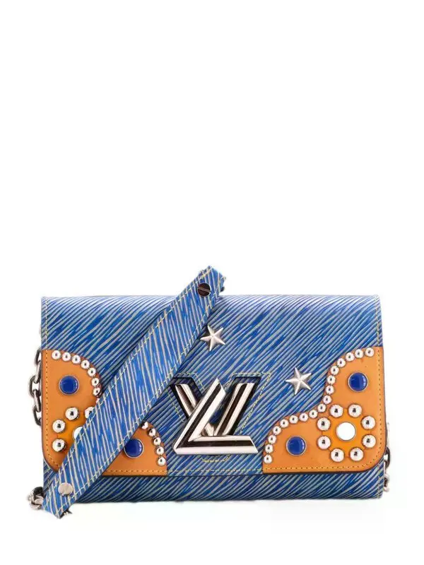 LOUIS VUITTON Twist Chain Wallet Studded Epi Leather Clutch Bag