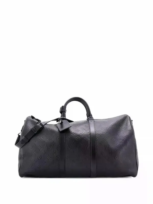 LOUIS VUITTON Keepall Bandouliere Bag Monogram Shadow Leather 50 Travel Bag