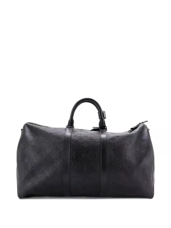 LOUIS VUITTON Keepall Bandouliere Bag Monogram Shadow Leather 50 Travel Bag
