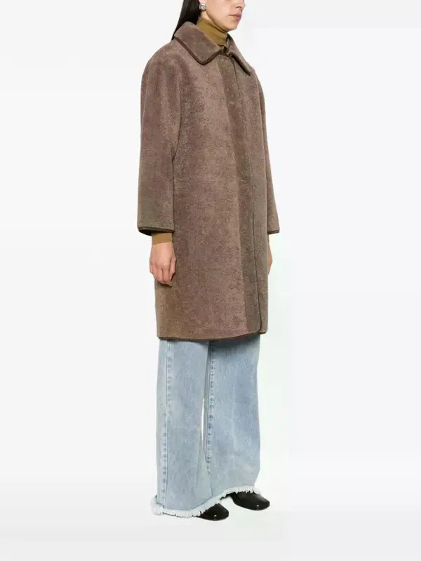 YERSE Faux-shearling Piped-trim Coat