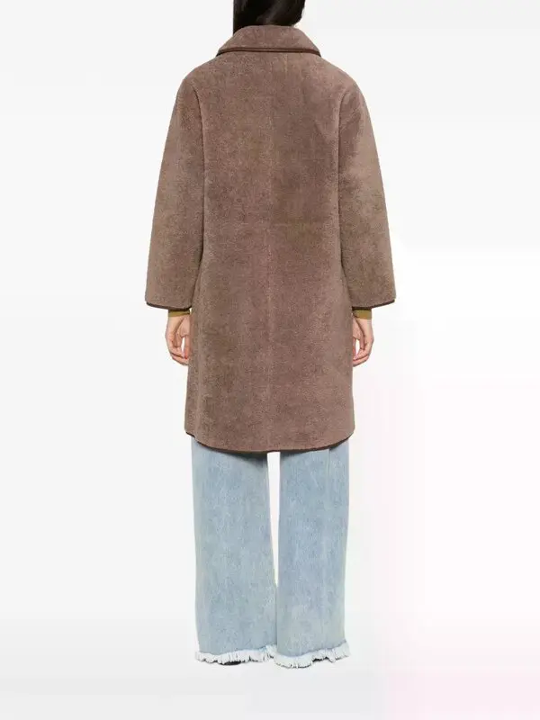 YERSE Faux-shearling Piped-trim Coat
