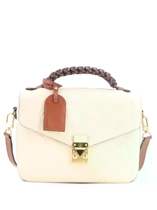 LOUIS VUITTON Braided Handle Pochette Metis Monogram Empreinte Leather Crossbody Bag - Neutrals
