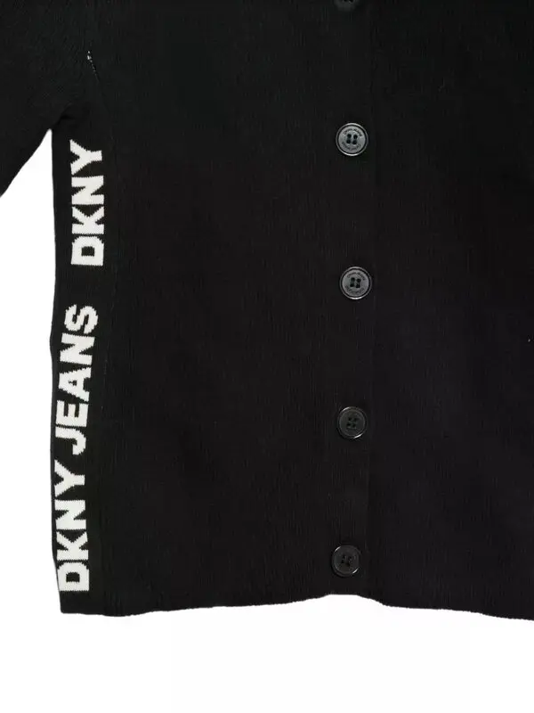 Dkny Logo-print Ribbed Cardigan