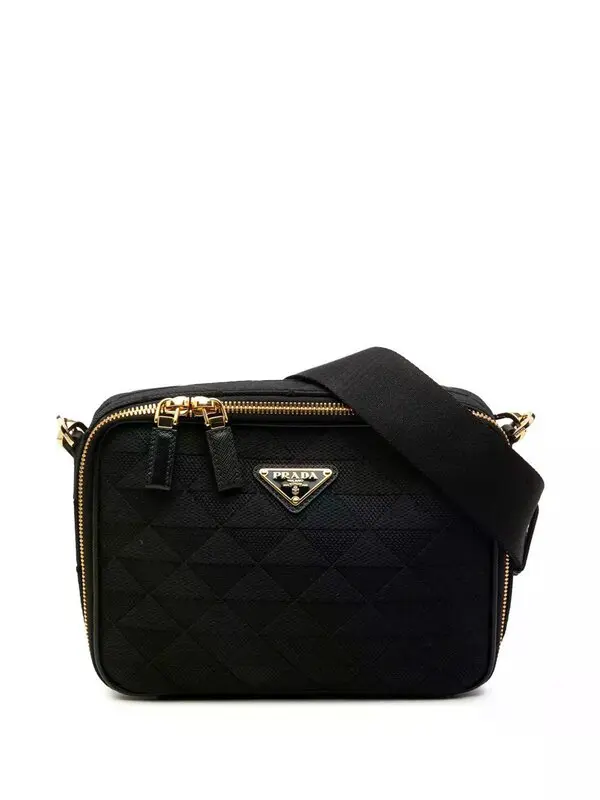 Prada 2013-2026 Embroidered Canvas Brique Symbole Crossbody Bag