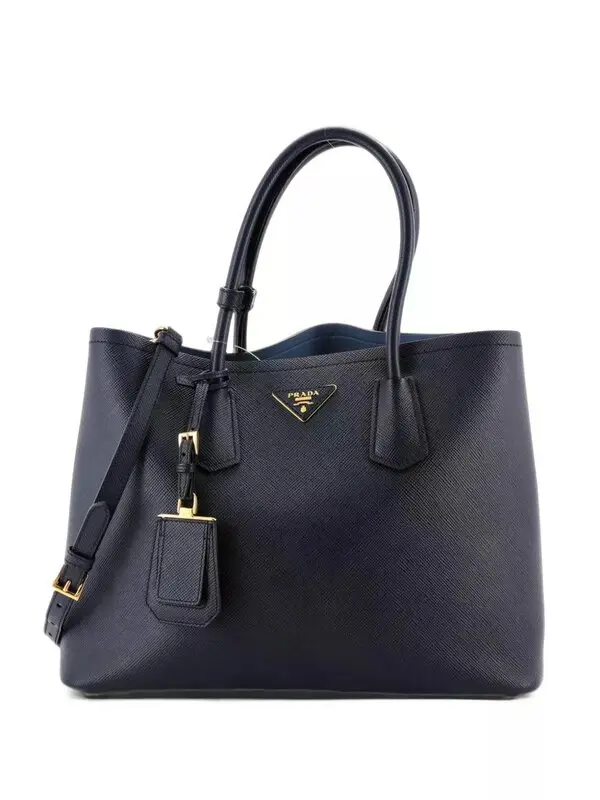 Prada Cuir Double Saffiano Leather Large Tote Bag - Blue