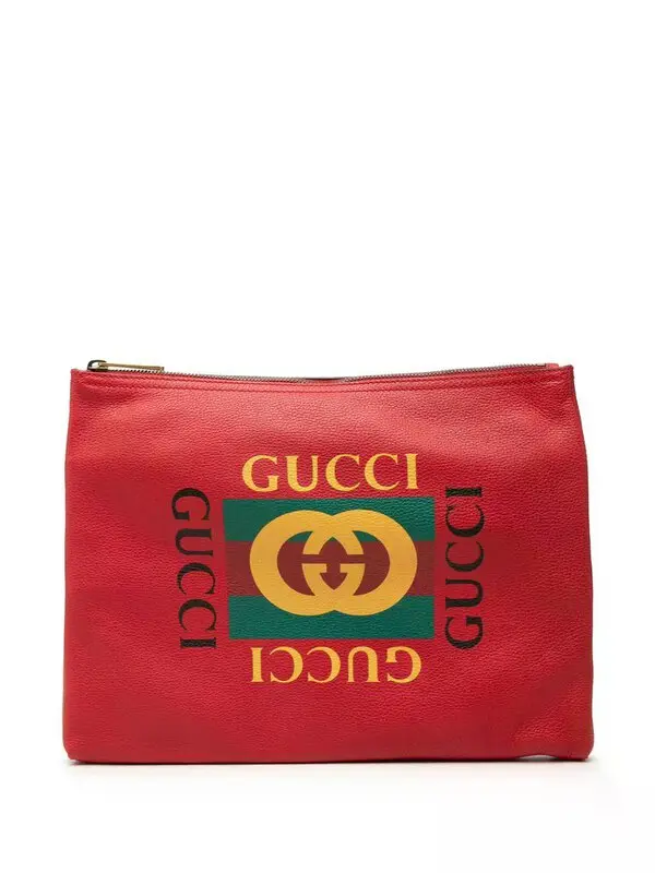 Gucci 2016-2026 Medium Calfskin Logo Portfolio Clutch Bag