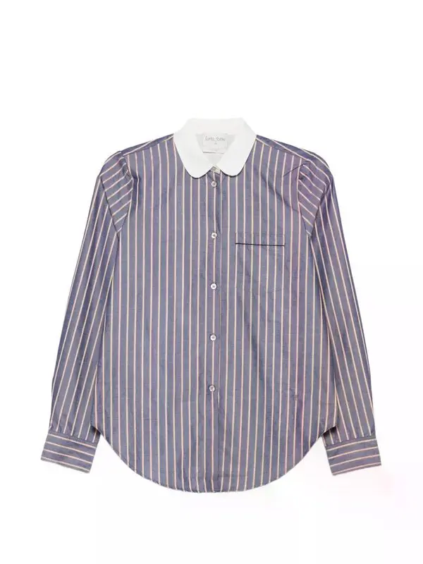 FORTE_FORTE Stripe-print Club-collar Shirt