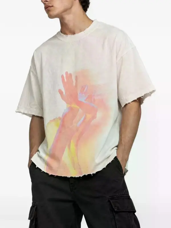 WARMAN Graphic-print Distressed T-shirt