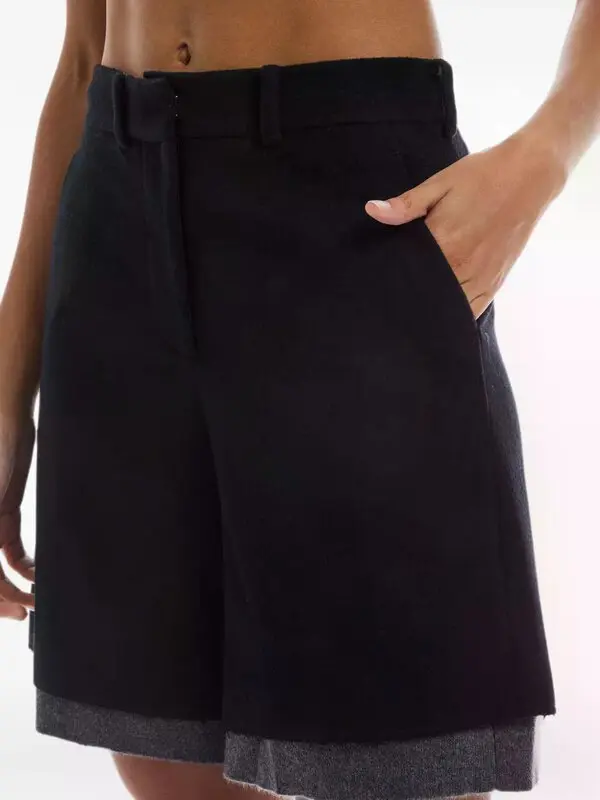 CUDDLEUP Layered-detail Cashmere Shorts