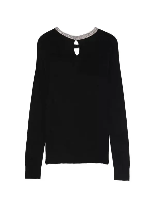 D.exterior Crystal-embellished Cut-out Sweater