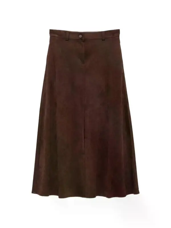 D.exterior Suede-effect A-line Midi Skirt