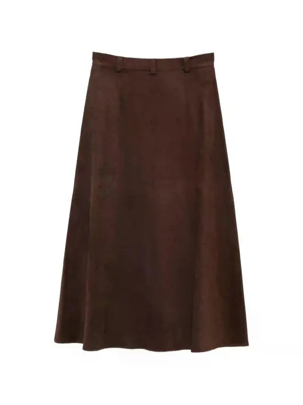 D.exterior Suede-effect A-line Midi Skirt
