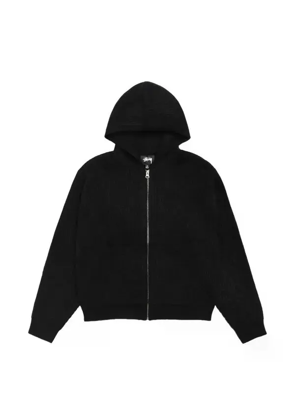 StÜssy Waffle-knit Zip-up Hoodie - Black