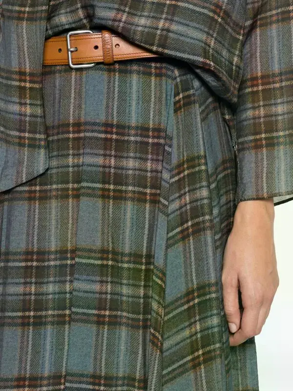YERSE Check-print Handkerchief-hem Midi Skirt