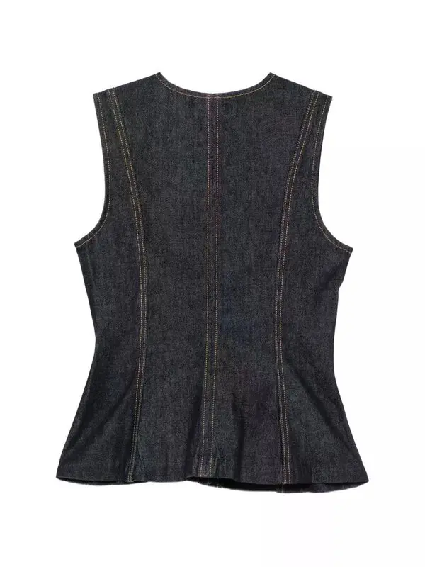 FRAME Form Contrast-stitch Waistcoat - Blue