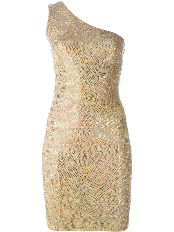 Balmain Zebra Glitter One Shoulder Dress