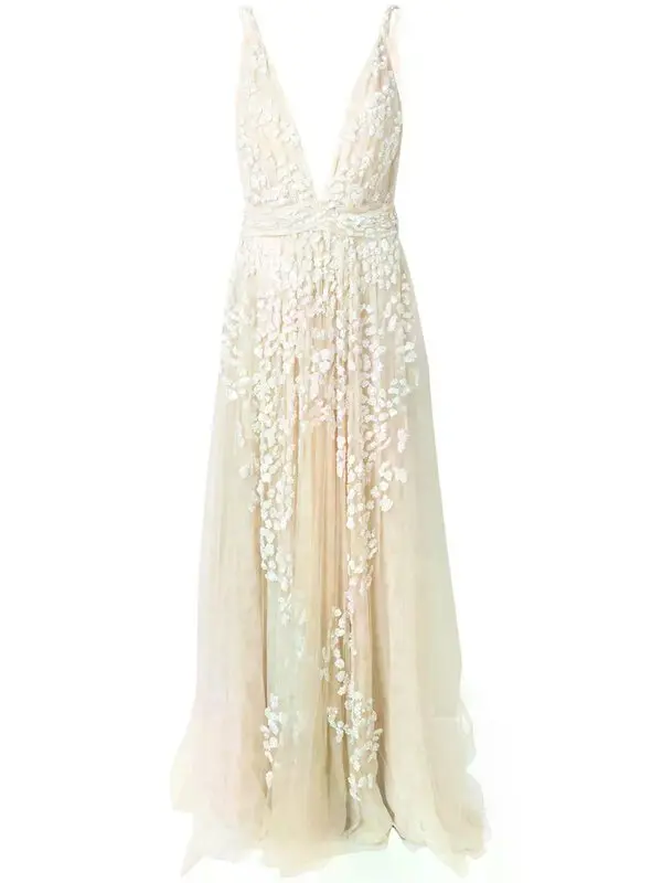 Roberto Cavalli Sequin Embroidered Gown