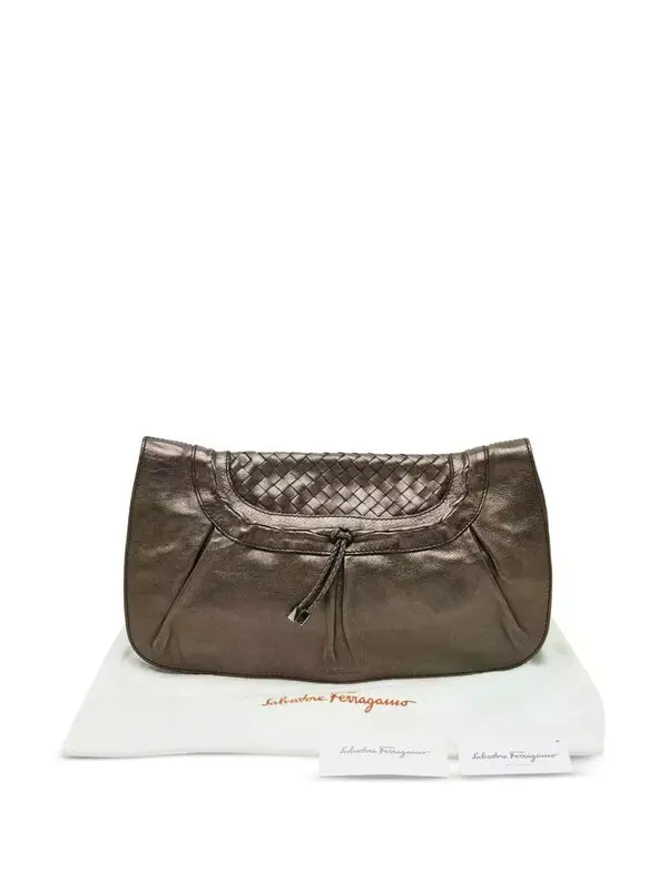 FERRAGAMO Woven Trim Fold-over Clutch Bag