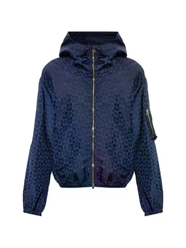 Kenzo Gram Monogram-jacquard Hooded Jacket - Blue