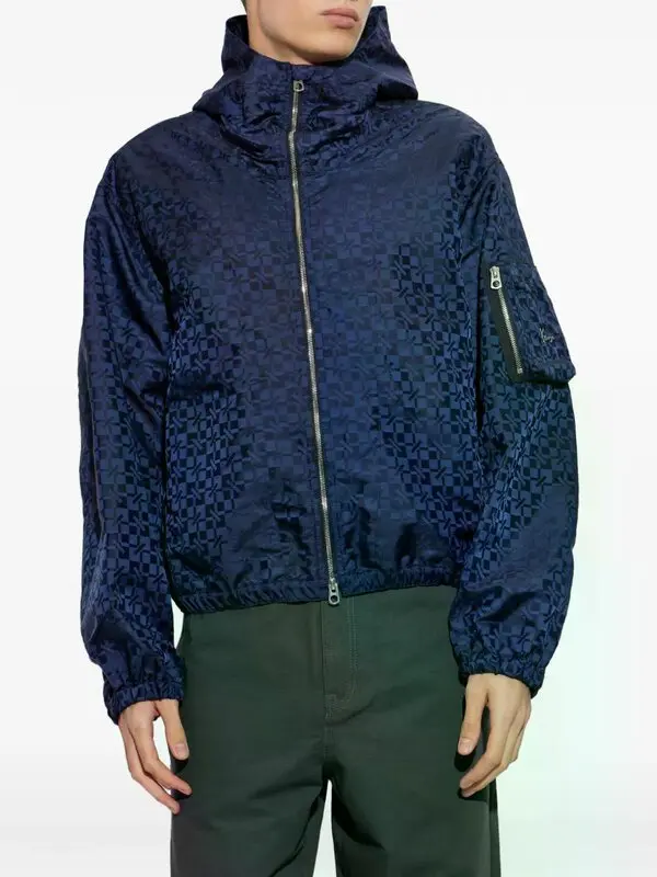 Kenzo Gram Monogram-jacquard Hooded Jacket - Blue