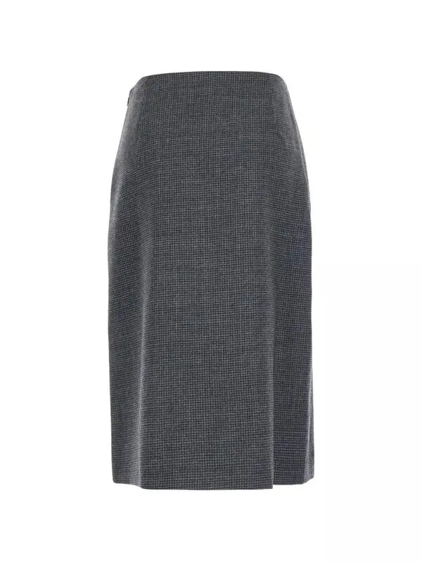GRIFONI Houndstooth Wool Midi Skirt