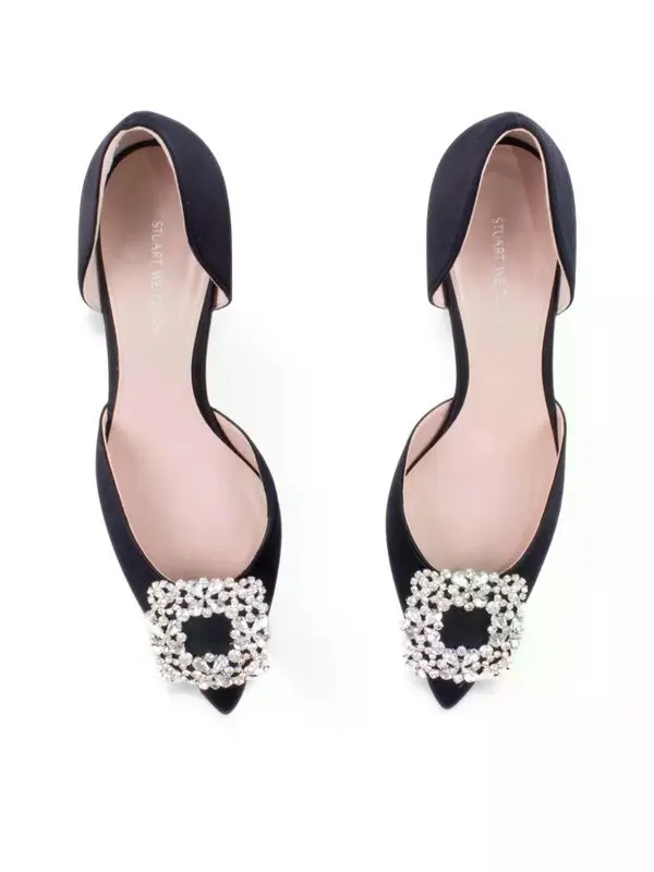 STUART WEITZMAN Jewel-embellished Satin Pumps
