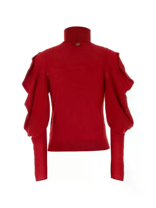 Blumarine Rose-detail Ruffled-sleeve Sweater