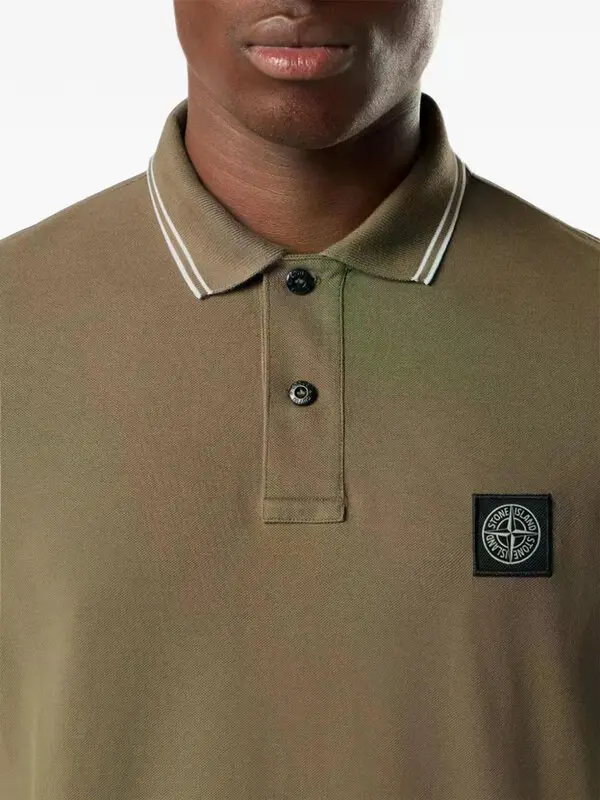 Stone Island 2200010 Organic Cotton Piqué With Stretch Slim-fit Short-sleeve Polo - Green