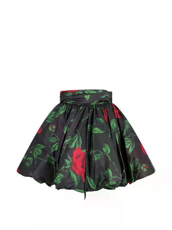 Blumarine Rose-print Bubble Mini Skirt