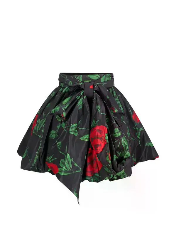 Blumarine Rose-print Bubble Mini Skirt