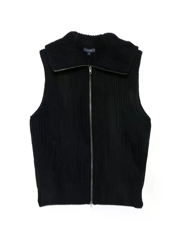 Soeur Kristen Ribbed-knit Sleeveless Jacket