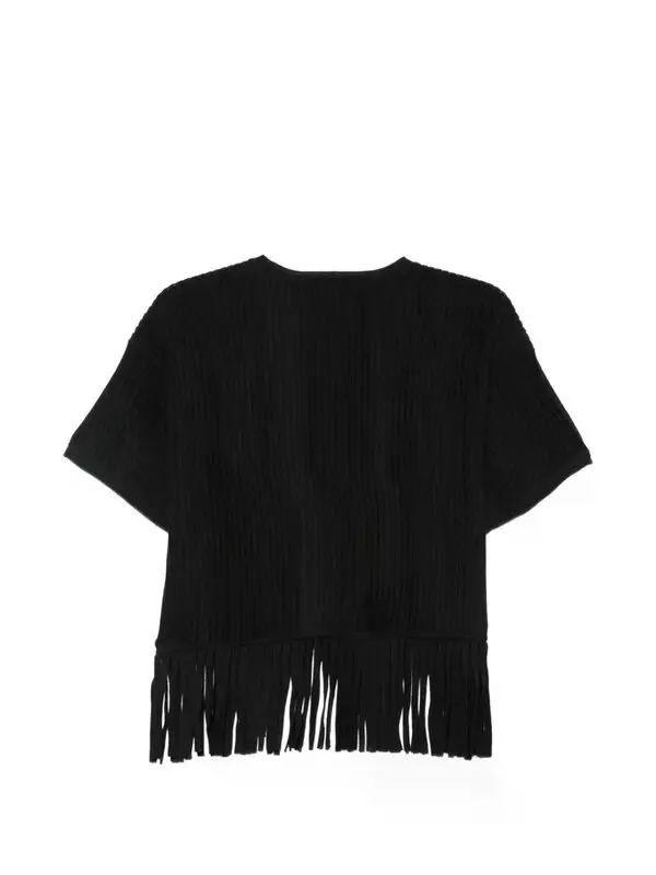 Dkny Fringe-trim Ribbed Sweater - Black