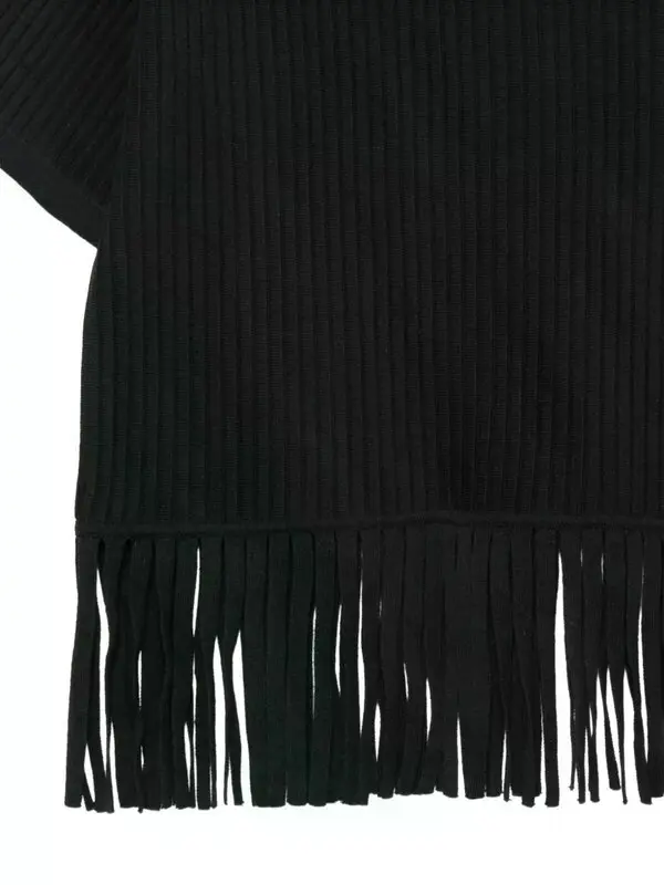 Dkny Fringe-trim Ribbed Sweater - Black