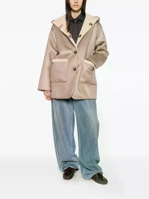 PENNYBLACK Hooded Shearling-trim Coat