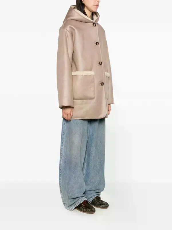 PENNYBLACK Hooded Shearling-trim Coat