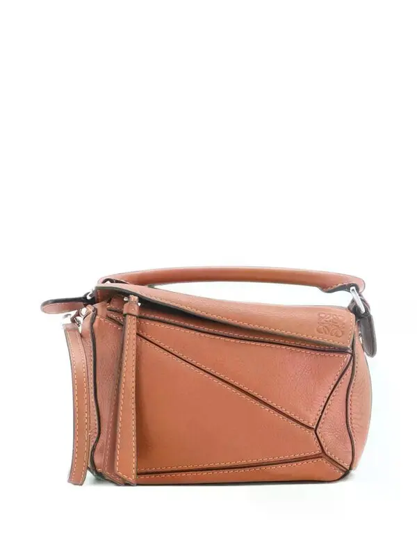 Loewe Puzzle Bag Leather Mini Crossbody Bag - Brown