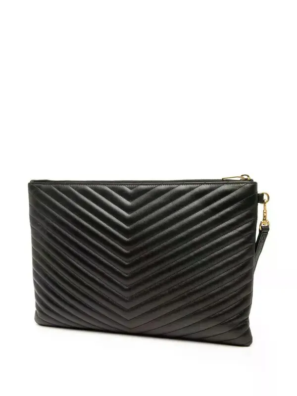 Saint Laurent 2019 Chevron Leather Monogram Document Holder Clutch Bag