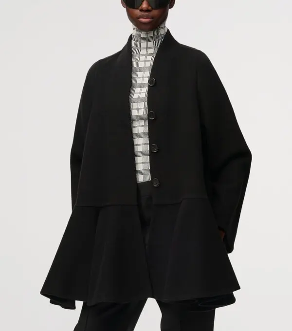 Loewe Wool-cashmere Peplum Coat - Black