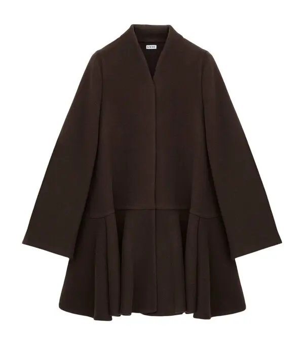 Loewe Wool-cashmere Peplum Coat - Brown