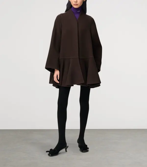 Loewe Wool-cashmere Peplum Coat - Brown