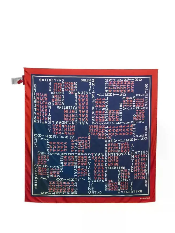 Valentino Garavani Logo-print Carré Scarf - Blue