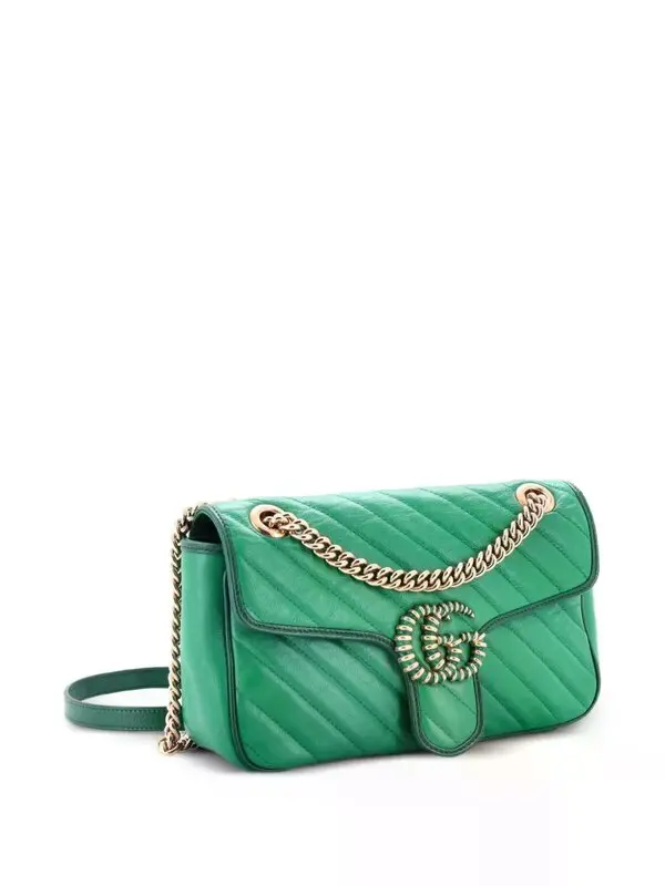 Gucci Gg Marmont Flap Bag Diagonal Quilted Leather Small Crossbody Bag