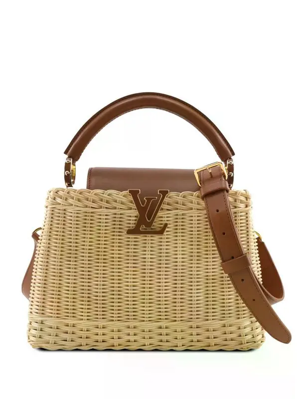 LOUIS VUITTON 2021-2026 Mini Rattan And Smooth Calfskin Capucines Satchel