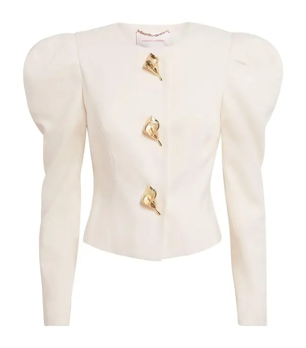 Carolina Herrera Stretch-wool Embellished Jacket - Ivory