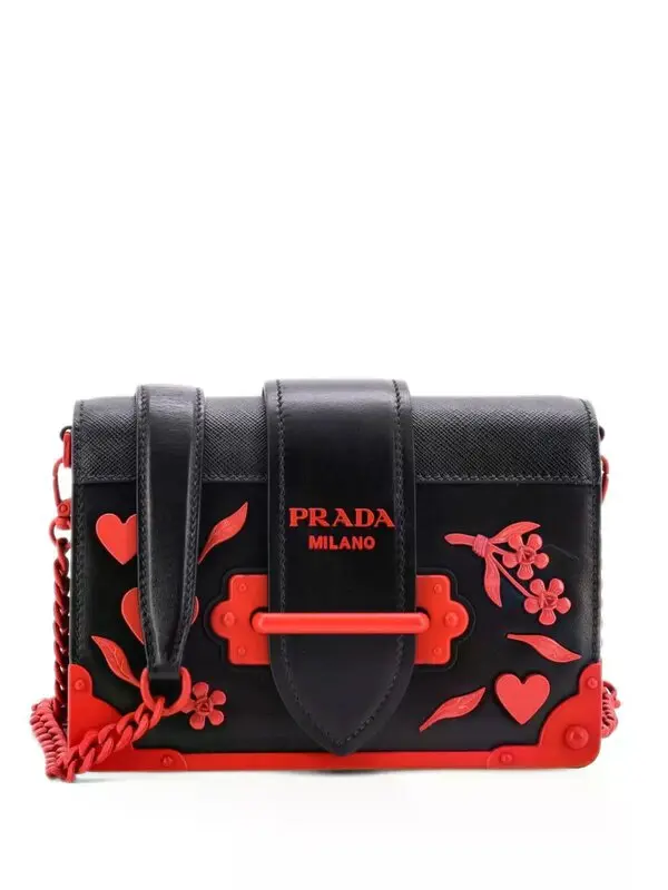 Prada Cahier Embellished Leather Small Crossbody Bag