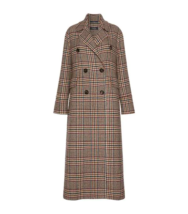 Max Mara Virgin Wool Check Trench Coat