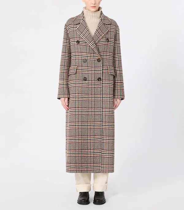Max Mara Virgin Wool Check Trench Coat