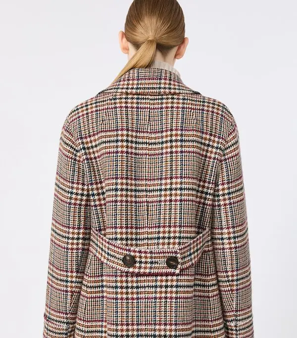 Max Mara Virgin Wool Check Trench Coat